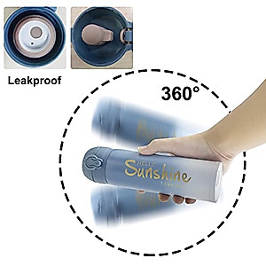 OBR Thermal Water Bottle, Kids Insulated Water Bottle Stainless Steel Water Bottles for School, 500ml/17oz Leak Proof Vacuum Flask for Hot and Cold Drinks, Gradient Blue and White