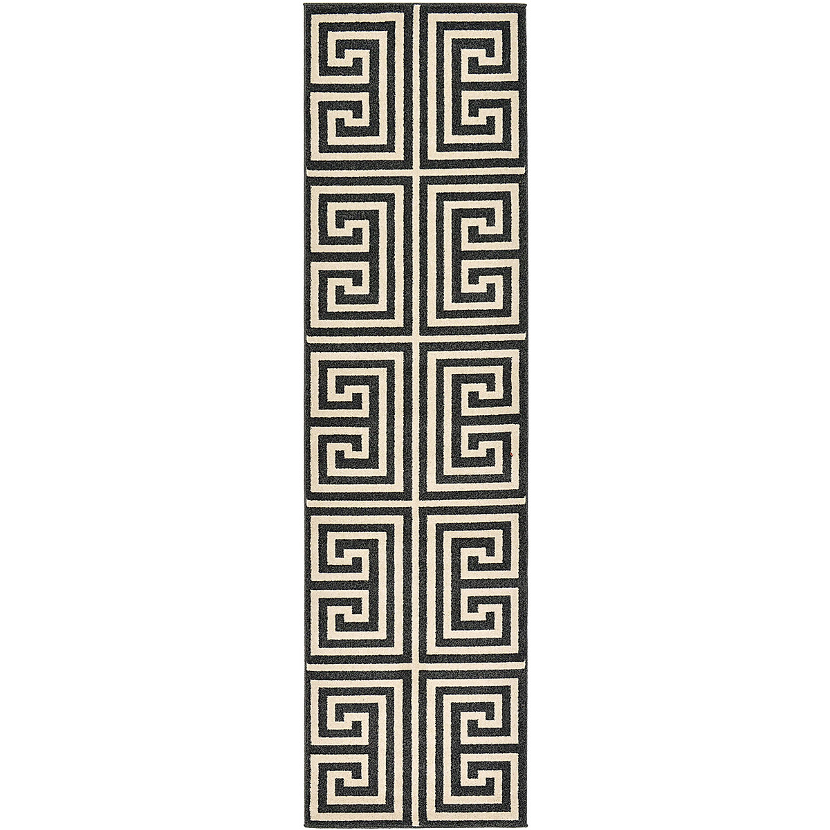 Unique Loom Athens Collection Classic Geometric Modern Border Design Area Rug, 2 ft 7 in x 10 ft, Black/Beige