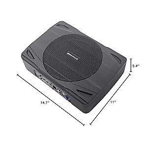 Rockville SS8P 400 Watt Slim Under-Seat Powered Car/Truck Subwoofer Sub+Amp Kit Black