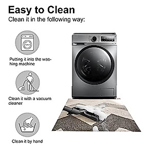 Fresh and Simple Green Geometric Area Rug, Modern Black and White Plaid Interior Rug, Super Soft Fluffy Plush with Non-Slip Backing, Suitable for Living Room Bedroom Study Dining Room 5 x 6ft