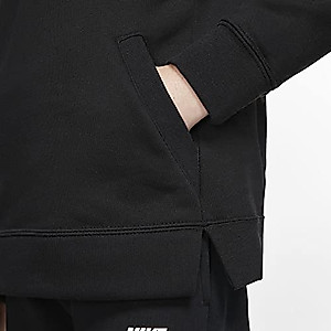 Nike Girls NSW Pullover Hoodie (as1, alpha, l, regular, regular, Black/White/White)