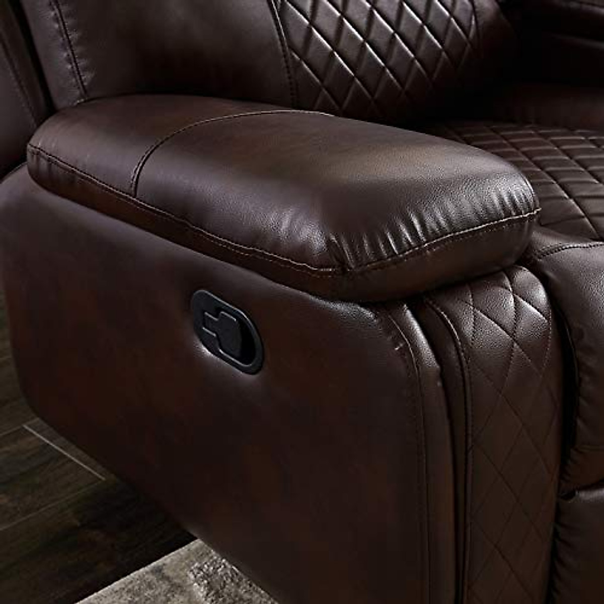DHHU Living Room Leather Motion Sectional Sofa, PU L Shape Symmertrical Cup Holder and Storage Box, Leathaire Corner Couches Modern Reclining Sofá, Brown