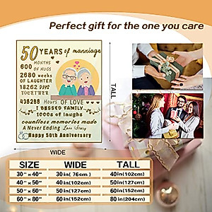 MICARE 50th Anniversary Blanket Gifts - Gifts for 50th Wedding Anniversary - Golden 50 Years of Marriage Gifts for Dad, Mom, Grandpa, Grandma, Grandparents - 50th for Husband Wife 60"X 80"