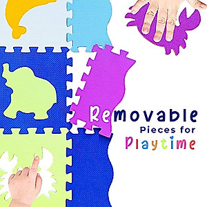 Baby Play Mat with Fence - Baby mats for Playing with Foam Animals, and Tiles. Playmat for Kids, Toddlers, & Infants. Tummy Time mat, Ball Pit, Floor Activity Center Gym 57"x 57", Over 74" Across!