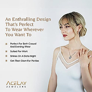 AceLay Necklaces for Women,14K Gold Plated Heart Necklace,18" Chain,Solid 925 Sterling Silver Heart Necklace with AAA+ Cubic Zirconia, Sterling Silver, Cubic Zirconia