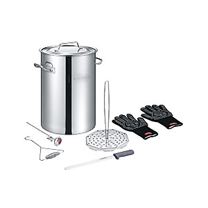 CONCORD Heavy Duty Stainless Steel Turkey Fryer Kit with Rack, Slicer, Hook, Thermometer, and heat proof gloves. Also great for Seafood Boil, Crawfish Boil, and more (Turkey Fryer Kit)