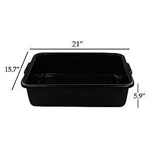 HOMMP 4-Pack Large Plastic Commercial Bus Tubs, 22 L Rectangle Utility Bus Box