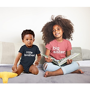 Big Sister Little Brother Outfit Matching Shirts Sets Baby Newborn Outfits Shirt (Mauve/Charcoal Black, Kid (6Y) / Baby (NB))