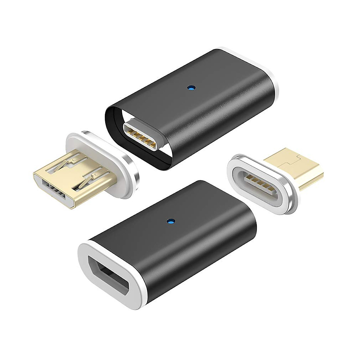 N. NETDOT Gen10 Magnetic Micro-USB to Micro-USB Adapter Converter(2 Pack Black)