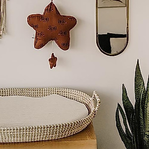 lulumoon Muslin Bassinet Sheets Fitted - Universal Cotton Baby Sheets for Rectangle, Hourglass or Oval Bassinet Mattress (Sand & Cream)