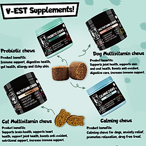 V-EST Probiotics for Dogs - Probiotic Chews for Dogs - Gut Health for Dogs - probiotico para perro - Digestive enzymes for Dogs - Dog probiotics - Dog Health Supplies - Dog Gut Health