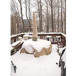 Patio Table Chair Set Cover with Umbrella Hole SUNSURE Round Waterproof Bathtub Cover Water-Resistant Outdoor Furniture Cover Oval Veranda Garden Table Covers (71x23.6in)