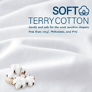 Waterproof Duvet Cover, Washable＆Reusable Cotton Knitted Fabric Incontinence Duvet Protector with Zipper with Corner Ties for Kids, Elder, Pets, Dog, Cat (White,King)