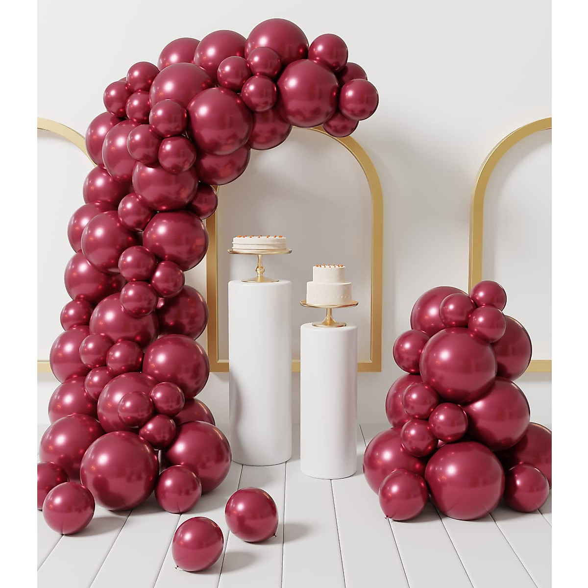 SUWEN Burgundy Balloons Different Sizes Kit 77PCS 10 Inch 5 Inch Latex Helium Shiny Maroon Balloon for Birthday Graduation Wedding Shower Anniversary Party Decorations