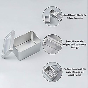 SUPERFINDINGS about 6PCS Tinplate Storage Boxes Empty Storage Tins Case Rectangle Containers with Large Clear Window for Candles, Candies, Gifts
