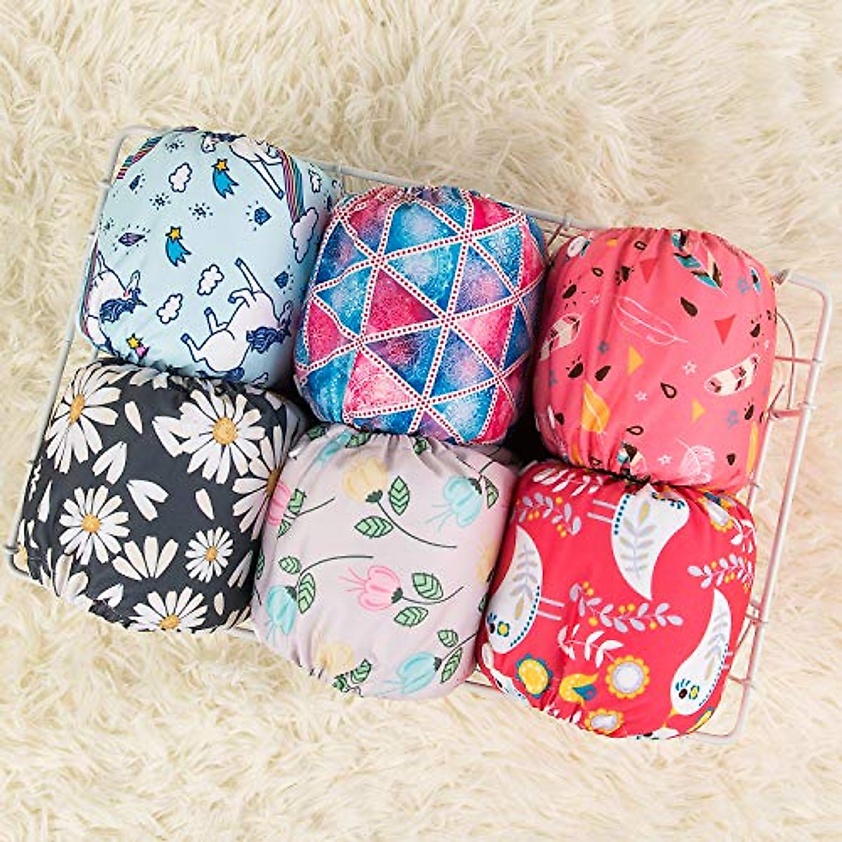 ALVABABY Baby Pocket Newborn for Less Than 12pounds Baby Snaps Cloth Diapers Nappy 6pcs with 12 Inserts 6SVB09