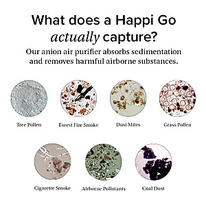 Happi Go Mini Portable Personal Air Purifier, Real Time Air Quality LED Smart Display, Absorbs Smoke, Pollen, Dust & More, Removes Viruses & Bacteria, Odor Eliminating, Ready for Car and Travel, Sleek Black