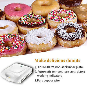 Mini Donut Maker,Mini pancakes maker Machine for Breakfast, Snacks, Home Bakery Dessert Shop Mall Dessert Shop and More & More with Non-stick Surface,Double-sided Makes 16 Doughnuts -(US 110V) White