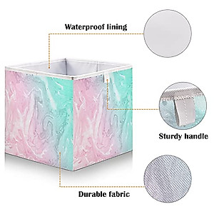 Kigai Cube Storage Bin Water Ripple Pink & Aqua Foldable Storage Basket Toy Storage Box for Home Organizing Shelf Closet Bins, 11 x 11 x 11-Inch