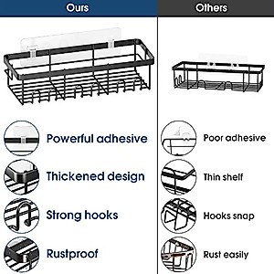 biukpci 4 Pack Shower Caddy Shelf with 20 Hooks and Soap Holder Rustproof Stainless Steel Shower Shelves Adhesive Bathroom Shower Storage Organizer
