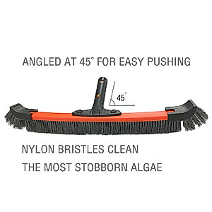 Katikies 20 inch Heavy Duty Swimming Pool Wall,Tile Brush,Vinyl Cleaning Brush Head for Cleans Walls,Tiles and Floors,Nylon Bristles Brush Head (Excluding Pole)