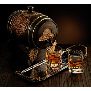 JoyJolt Aqua Vitae Premium Whiskey Glass Set of 2. Square Whiskey Glasses with Off Set Base. Old Fashioned Rocks Glasses for Scotch and Bourbon. Whiskey Tumbler Gifts for Men