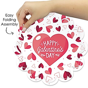 Big Dot of Happiness Happy Galentine’s Day - Valentine’s Day Party Round Table Decorations - Paper Chargers - Place Setting for 12