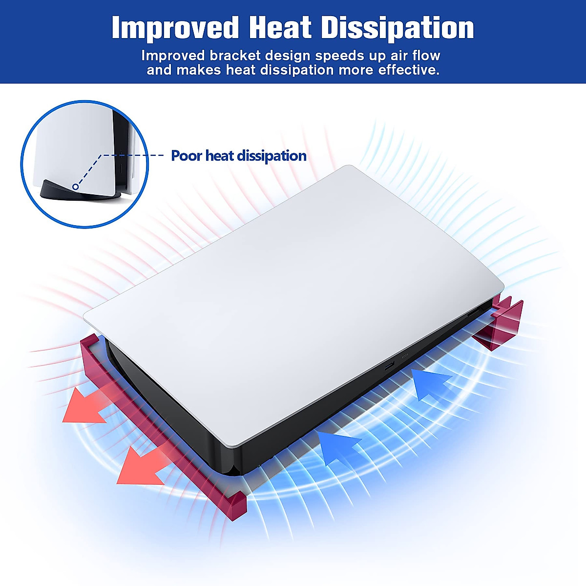 BSOON PS5 Accessories Horizontal Stand, PS5 Base Stand for PS5 Games & PS5 Console with 16 Game Disc Slots, Compatible with Playstation 5 Disc & Digital Editions, Minimalist Design (Red)