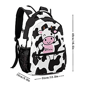zaaprintblanket Personalized Little Cow Black White with Text Name Casual Bags Waterproof Backpack for Unisex Adult Gift