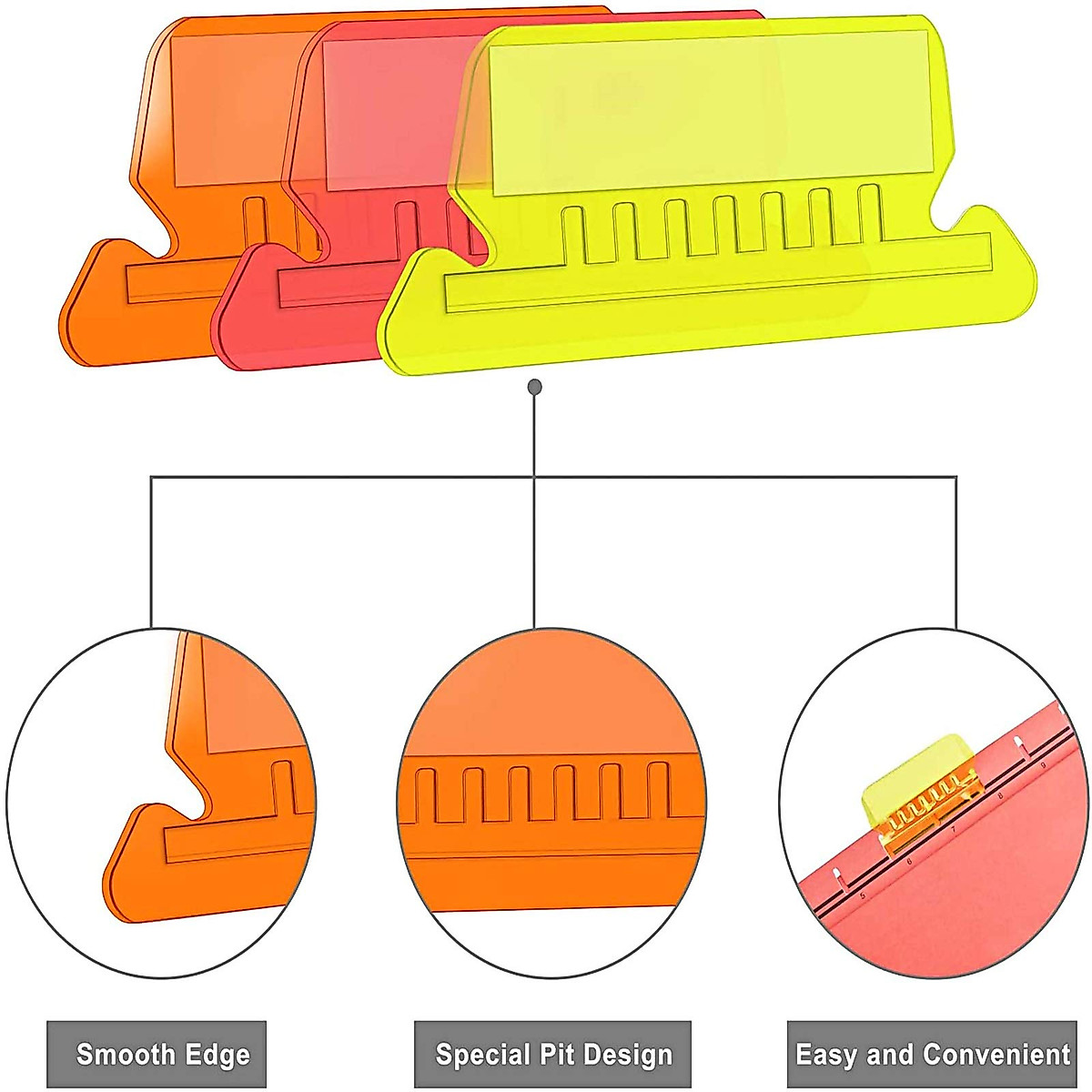 File Folder Tabs, 60+120 Sets Multicolor Hanging File Folder Tabs with Inserts for Hanging Folders, 2 Inch Clear Plastic Hanging File Tabs for Quick Identification