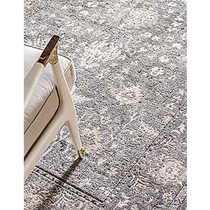 Rugs.com Oregon Collection Rug – 8' x 10' Gray Low-Pile Rug Perfect for Living Rooms, Large Dining Rooms, Open Floorplans