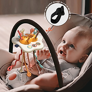 LZZAPJ Montessori Toys for 1 Year Old, Sensory Toys for Toddlers 1-3, Infant Pull String Car Seat Toys for Travel, Baby Teething Toy First Birthday Gift for Boys Girls Aged 6, 9, 12, 18 Months.