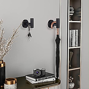 Homagic Towel Hooks Bathroom Hook Wall Towel Hooks 6 Pack Matte Black Coat Hooks, Heavy Duty Robe Hook Holder for Bathroom Kitchen Garage Home Hotel Office Cabinet(Black)