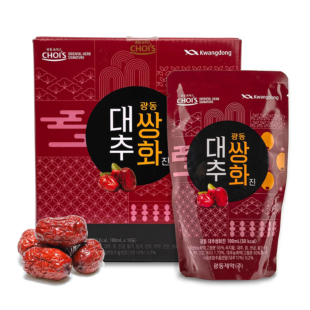 KWANGDONG Ssang Hwa Jin - Korean Traditional Herbal Tea for Strong Immune Support, Natural Sustained Energy Boost, Digestive Health, Promotes Vitality and Cold Relief, Jujube 10P