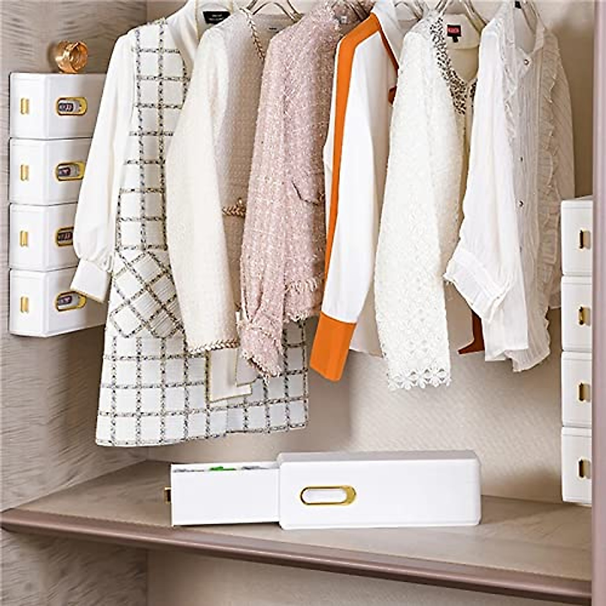 QQXX Underwear Sock Organizer, Wall Mount Drawer Storage Box, Punch-Free Multifunctional Closet Underwear Organizers for Home Bedroom(4pcs, White)