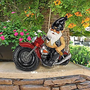 Design Toscano QM7512103 Axle Grease The Biker Garden Gnome Motorcycle Statue, full color