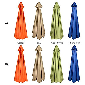 Flueyer PRTECY 10 FT 6 Rib Umbrella Canopy Replacement Outdoor Market Patio Table Umbrella Strong and Thicck Canopy Cover for Backyard Garden Courtyard Swimming Pool Lawn (Canopy ONLY)