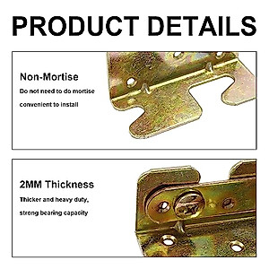 LifCratms 4Pcs Non-Mortise Bed Rail Brackets, Heavy Duty Bed Rail Fittings Wooden Bed Frame Hardware with Mounting Screws for Headboards and Foot-Boards