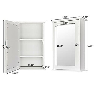 Wooden Bathroom Storage Wall Medicine Cabinet Shelf Organizer w/Mirror Door