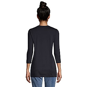 Lands' End Womens 3Q Cotton Supima Crew Neck Tunic Black Regular Large