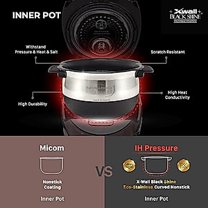 CUCKOO IH Twin Pressure Small Stainless Steel Rice Cooker 10 Cup Uncooked & 20 Cup Cooked with Induction Heating, LED Touch Controls, Reheat Option (White)