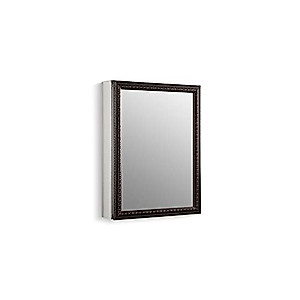 KOHLER K-2967-BR1 20 inch x 26 inch Aluminum Bathroom Medicine Cabinet with Oil-Rubbed Bronze Framed Mirror Door; Recess or Surface Mount