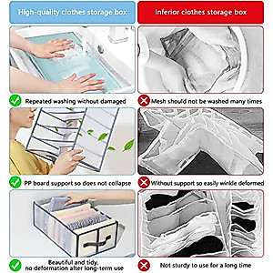 Kocuos Upgraded Clothes Organizer, Closet Organizers and Storage, Wardrobe Clothes Organizer for Folded Clothes, Separator Drawer Organizer Divider for Underwear, T-shirts (2PCS (7 Grids, Gray))
