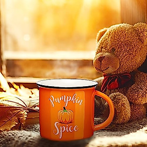 Mumufy 2 Pcs 14oz Hello Pumpkin Fall Mugs Pumpkin Spice Autumn Coffee Mug Orange Pumpkin Mug Campfire Autumn Coffee Cups for Happy Halloween Thanksgiving Decor Kitchen Decorations Thank You Gift