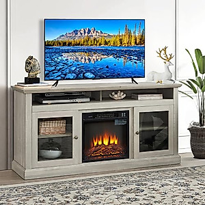 Zevemomo Fireplace TV Stand, 60", Rustic Grey