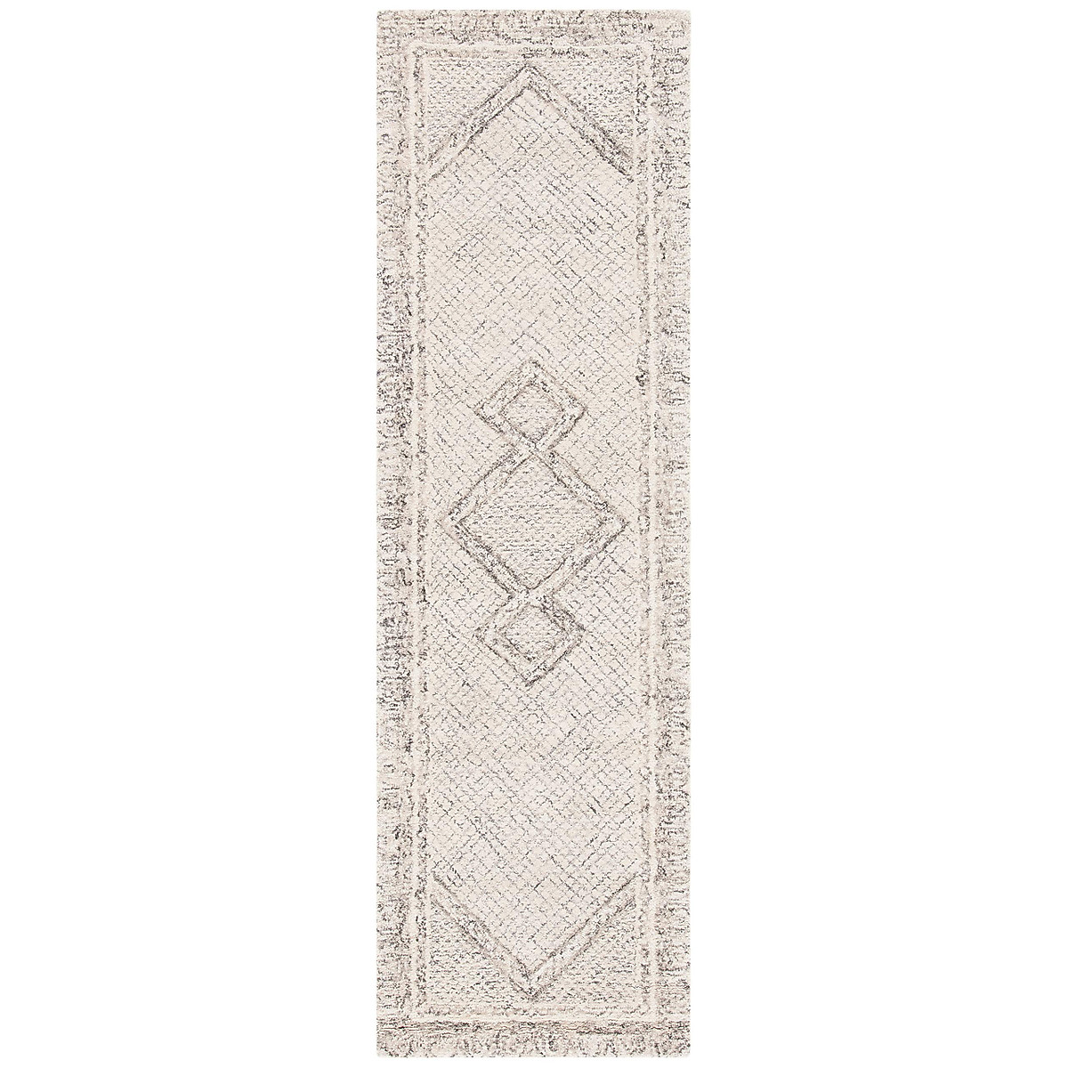 SAFAVIEH Abstract Collection Runner Rug - 2'3" x 12', Ivory & Grey, Handmade Wool, Ideal for High Traffic Areas in Living Room, Bedroom (ABT345F)