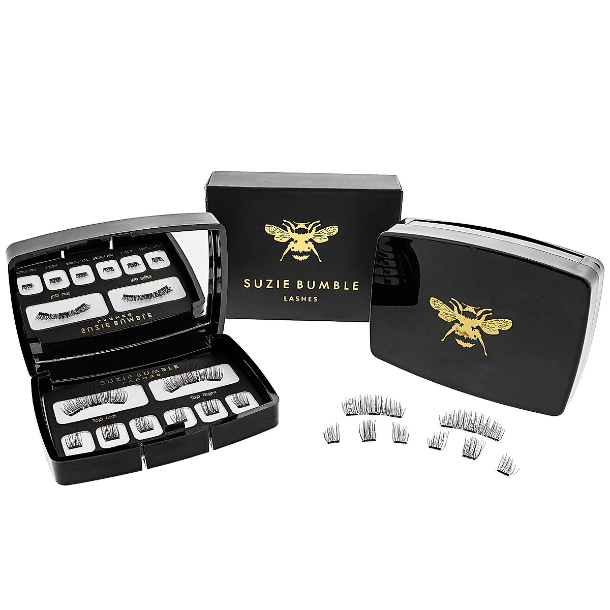 Suzie Bumble Magnetic Eyelashes Natural Look; Reusable Magnetic Lashes Eyelash Extension Kit - Pestañas Postizas Magneticas - Comes with Beautiful Mirror Travel Case