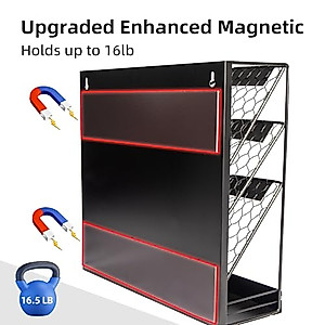 FIROK Magnetic File Holders, 4 Tier Magnetic Paper Holders for Office File Cabinet,Refrigerator, Whiteboard, No Drilling Installation Magnetic Mail Holder Basket Storage Folder Holder,Black