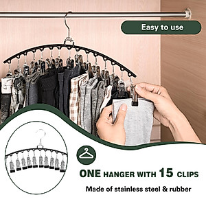2 Pack Leggings Organizer for Closet Hanging, Pants Hangers with 15 Clips Holds 30 Shorts//Jeans/Skirts/Hats, Space Saving Racks Hanging Closet Organizers and Storage