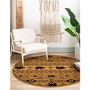 Rugs.com Pioneer Collection Rug – 4 Ft Round Cedar Medium-Pile Rug Perfect for Kitchens, Dining Rooms